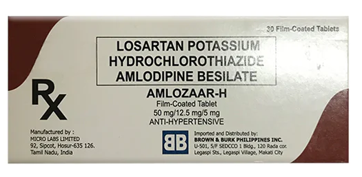 AMLOZAAR-H 50MG/12.5MG/5MG TAB 30S – RBCJ Pharmacy